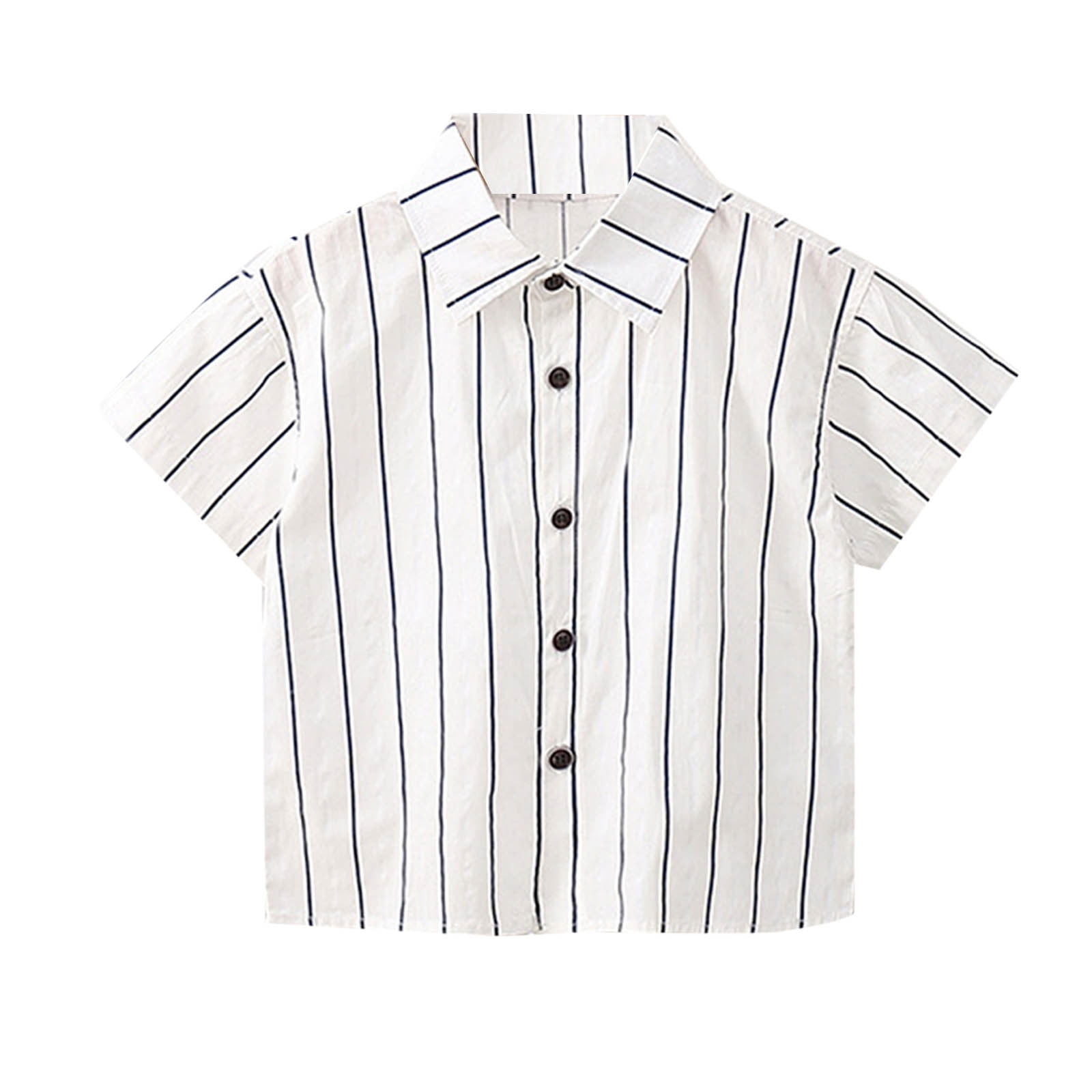 Eltusu Boys Button Down Shirts, Soft Lapel Collar Short Sleeve Cotton ...