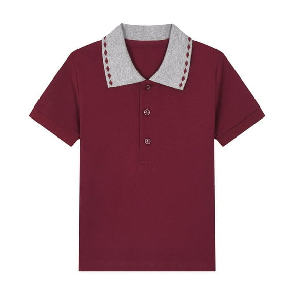 Eltusu Boys Cotton Polo Shirts, Breathable Pullover Short Sleeve School ...