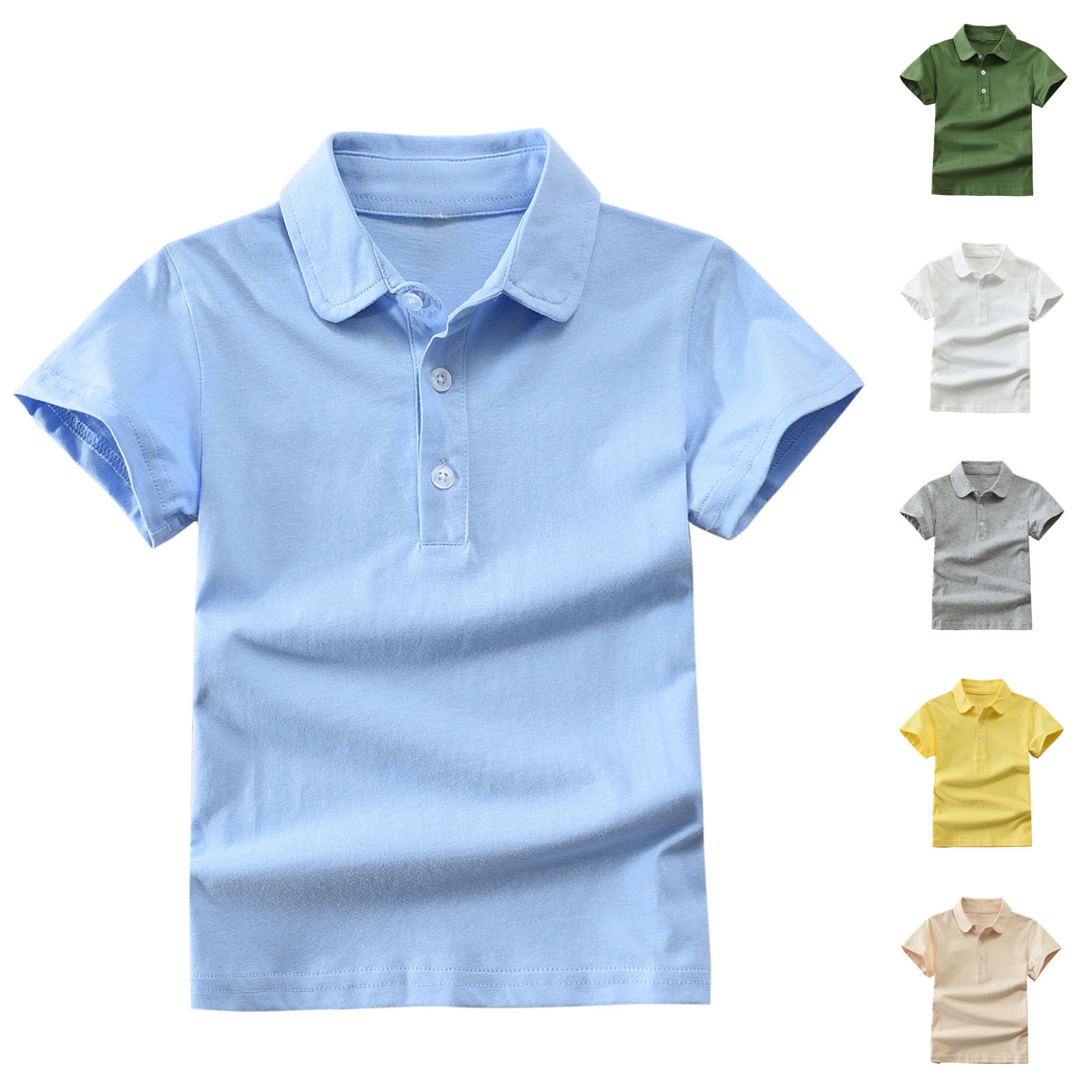 Eltusu Boys Cotton Polo Shirts, Lapel Collar Soft Short Sleeve Pullover ...