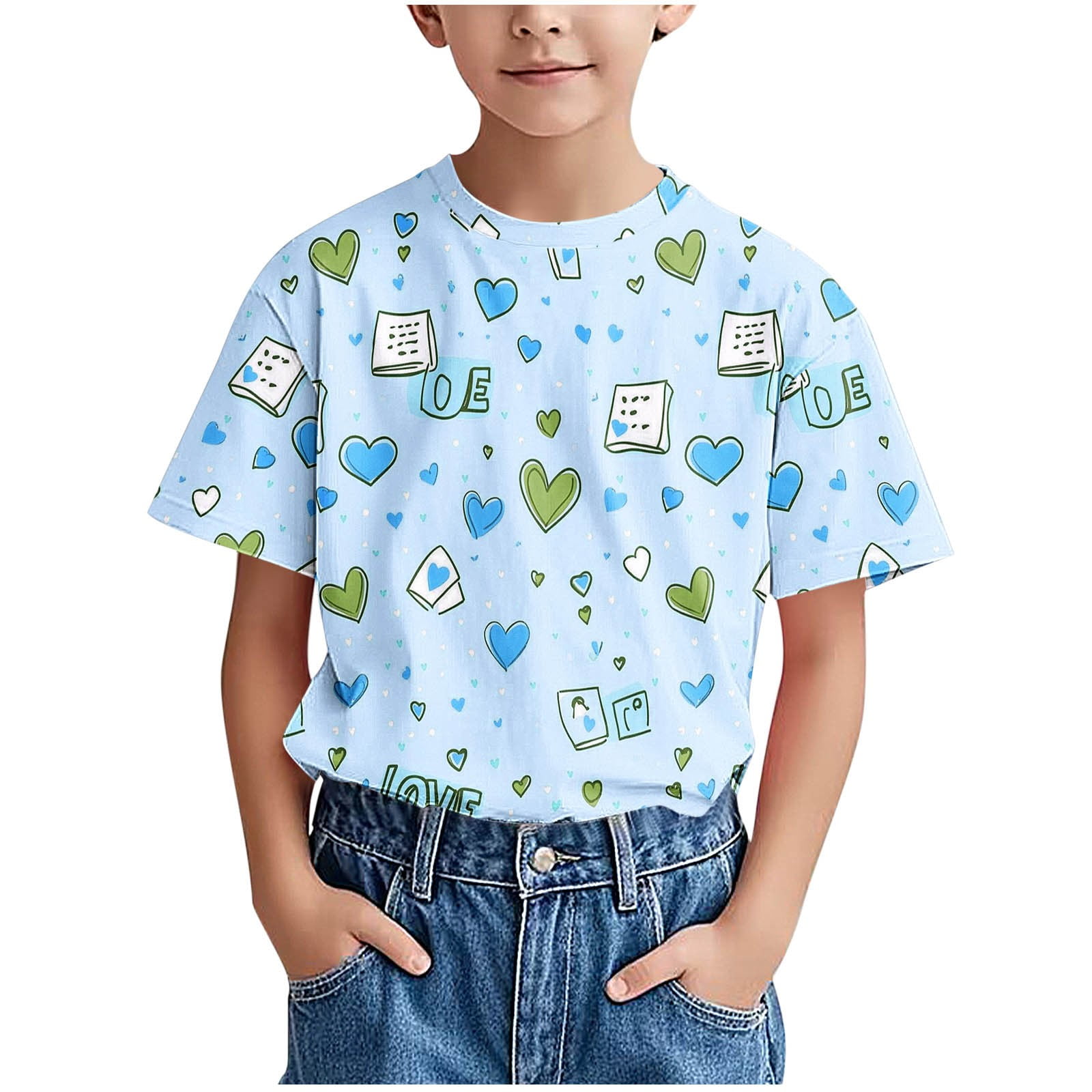 Eltusu Boys Crew Neck T-shirts, Pullover Comfy Casual Short Sleeve ...