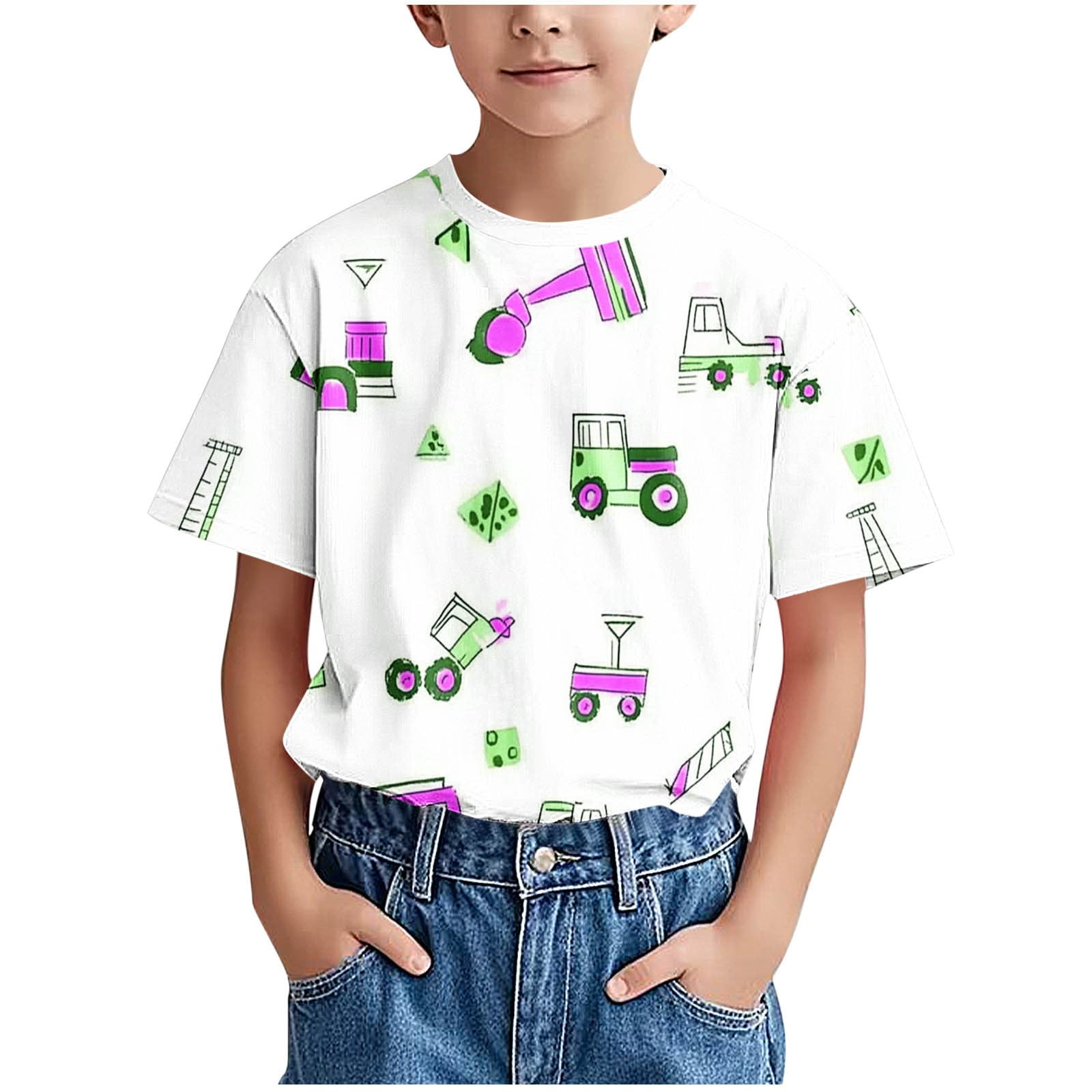 Eltusu Boys Crewneck T-shirts, Pullover Short Sleeve Casual Comfort ...