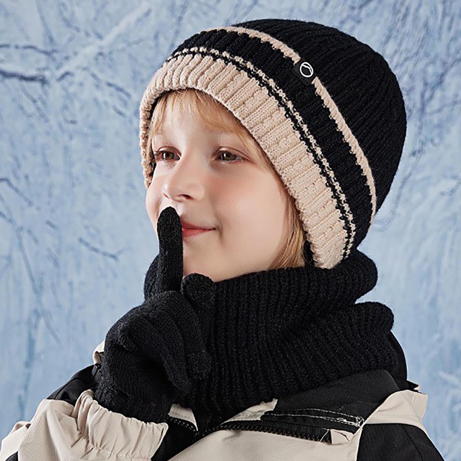 Eltusu Boys Hats Scarves Gloves Sets, 3 Pieces Breathable Winter ...