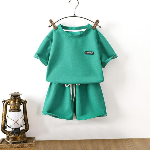 Eltusu Boys Outfit Sets, Short Sleeve Casual Elastic Waist T-Shirts ...