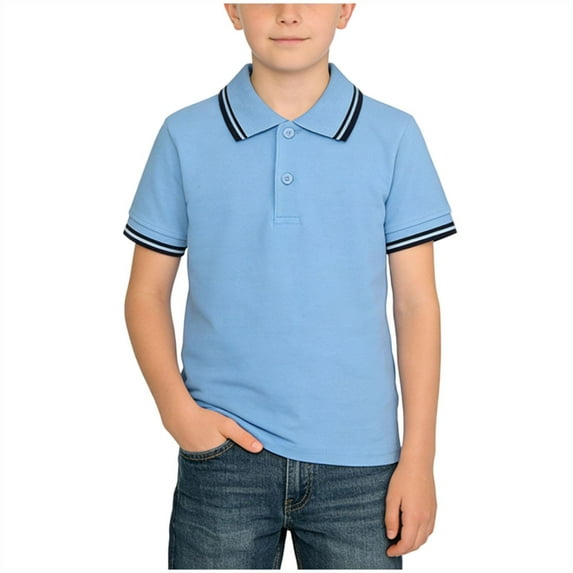 Eltusu Boys Polo Shirts, Collared Button Cotton Short Sleeve School ...