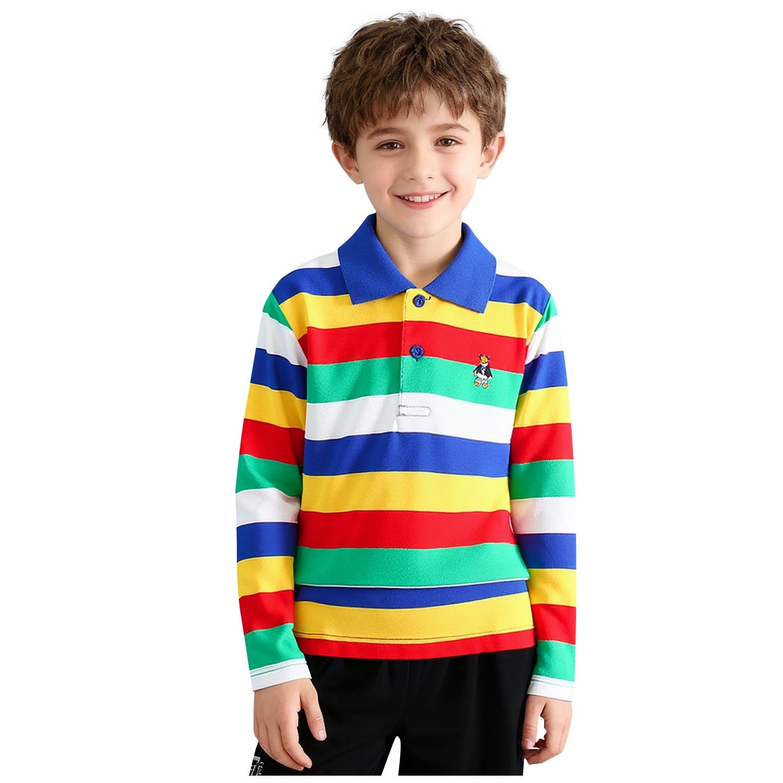 Eltusu Boys Polo Shirts, Cotton Collared Short Sleeve Striped School ...