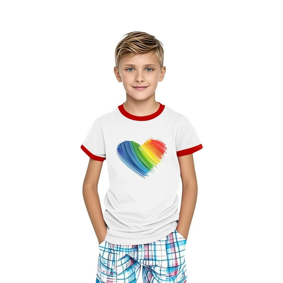 Eltusu Boys Short Sleeve Tops, Crewneck Graphic Summer Pullover Kids T ...