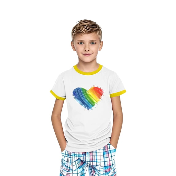 Eltusu Boys Short Sleeve Tops, Crewneck Pullover Graphic Summer Kids T ...