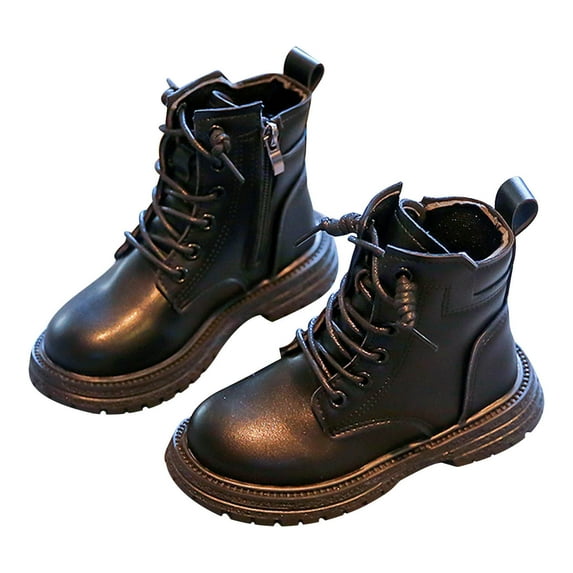 Eltusu Girls Ankle Boots, Non Slip Outdoor Warm Lace-up Winter Booties ...