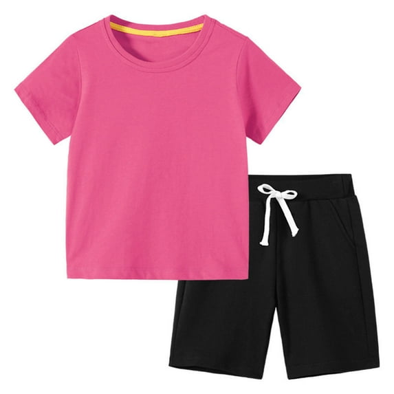 Eltusu Girls Athletic Outfit Sets, Short Sleeve Cotton Soft T-Shirts ...