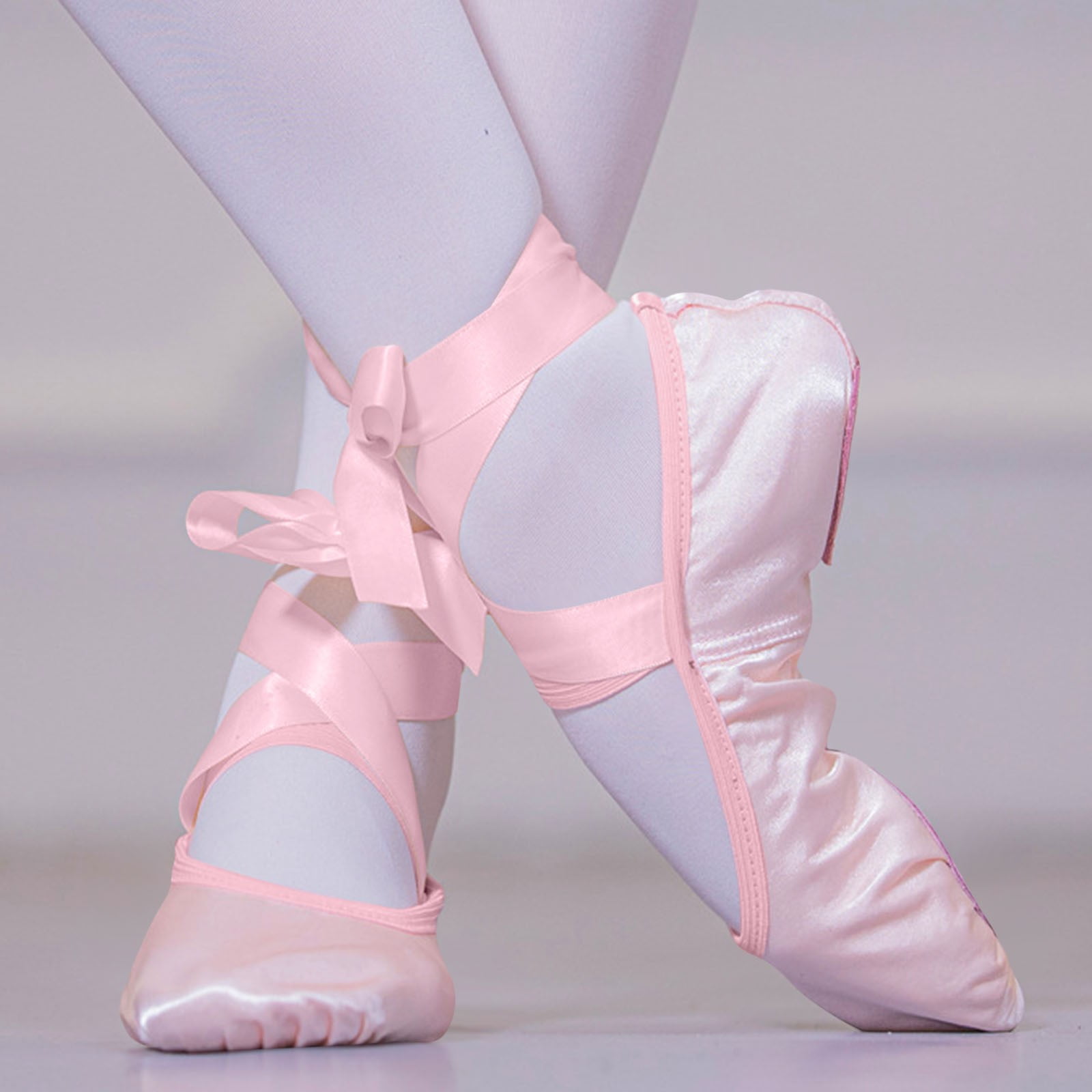 Eltusu Girls Ballet Shoes, Stretchy Non-Slip Breathable Lace up Ballet ...
