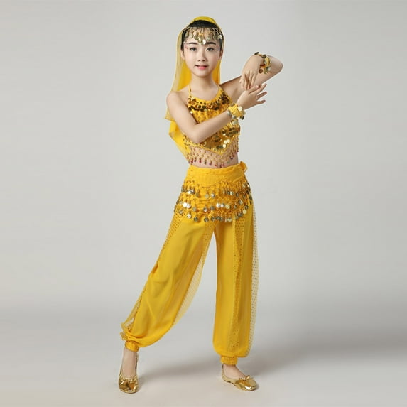 Eltusu Girls Belly Dance Sets, Elastic Waist Sleeveless Performance ...