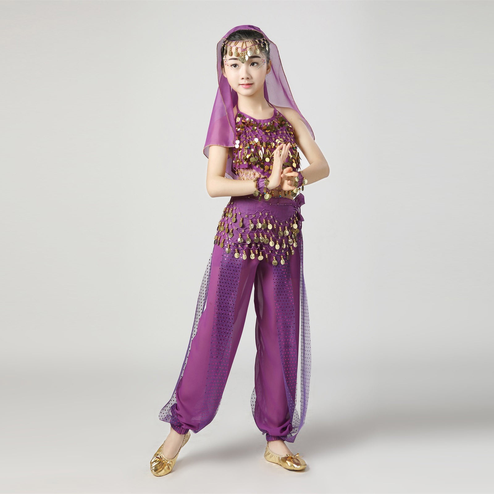 Eltusu Girls Belly Dance Sets, Sleeveless Shows Performance Elastic ...