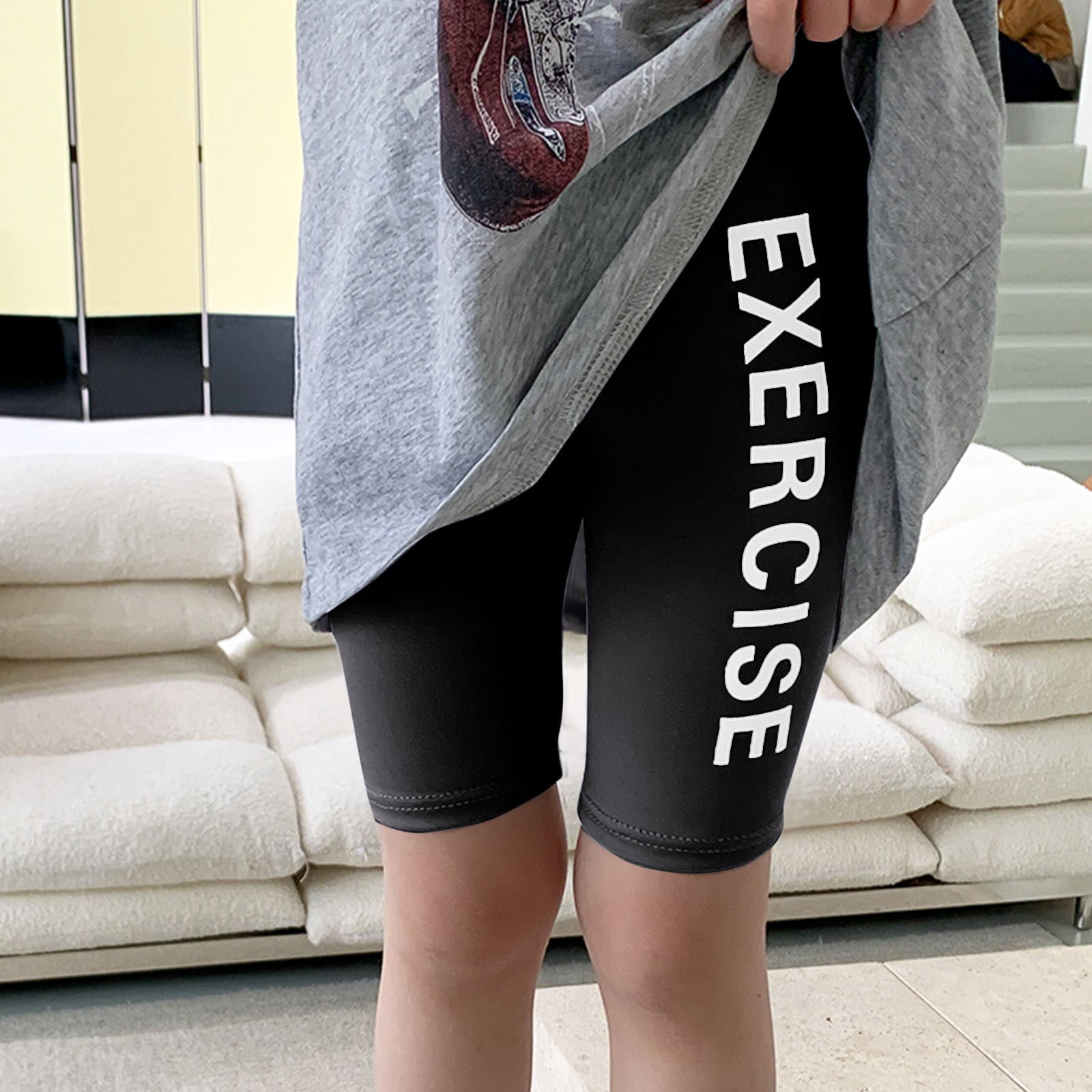 Eltusu Girls Bike Shorts, Outdoor Elastic Waist Tight Knee Length ...