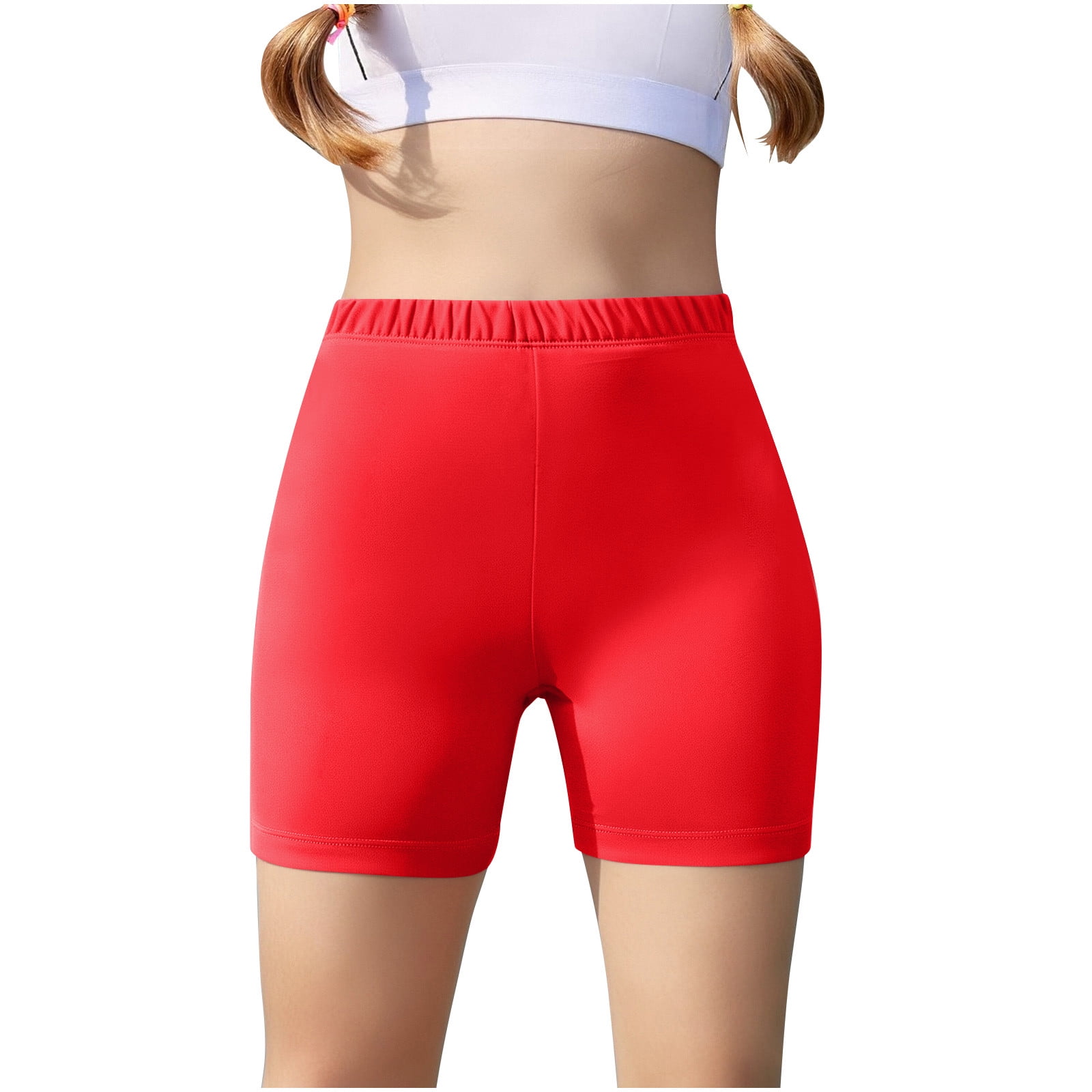 Eltusu Girls Bike Shorts, Tight Cotton Comfort Elastic Waist Summer Shorts Red Size 9-10 T ...