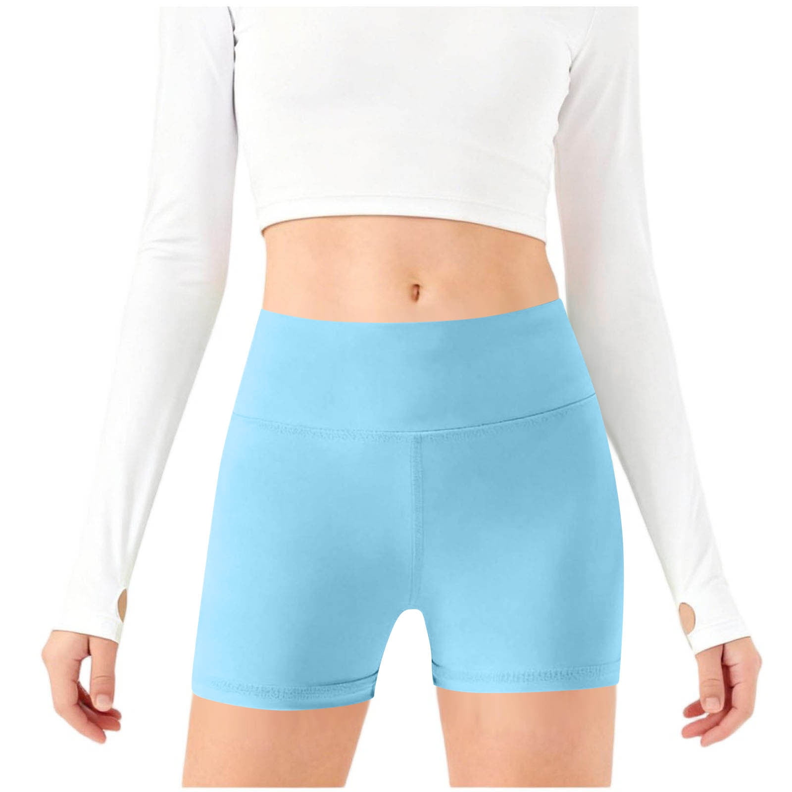 Eltusu Girls Bike Shorts, Tight Dance Elastic Waist Basic Summer Shorts ...