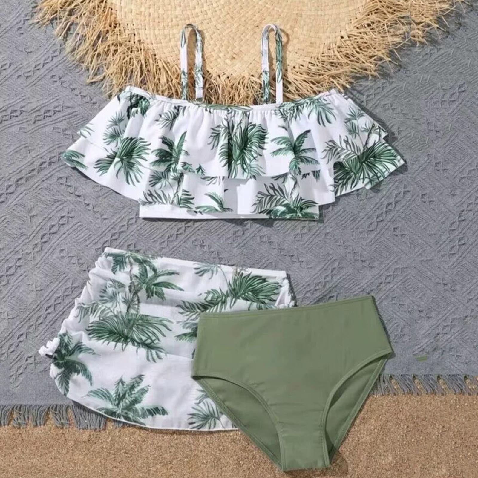 Eltusu Girls Bkinis Set, Sleeveless 3 Pieces Elastic Waist Holiday ...