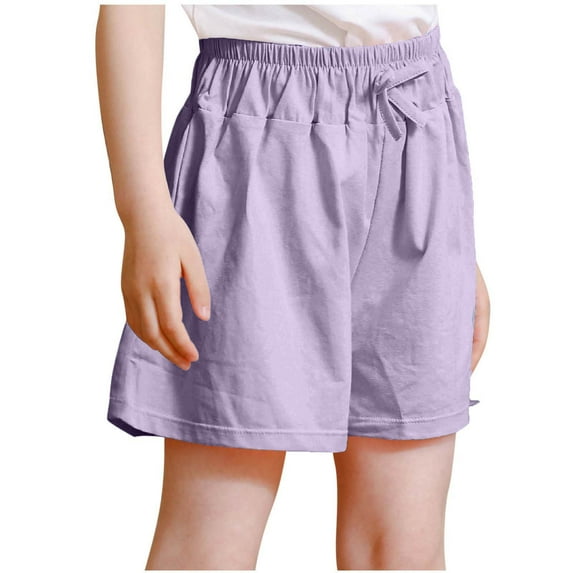 Eltusu Girls Cotton Athletic Shorts, Solid Color Loose Fit Elastic ...