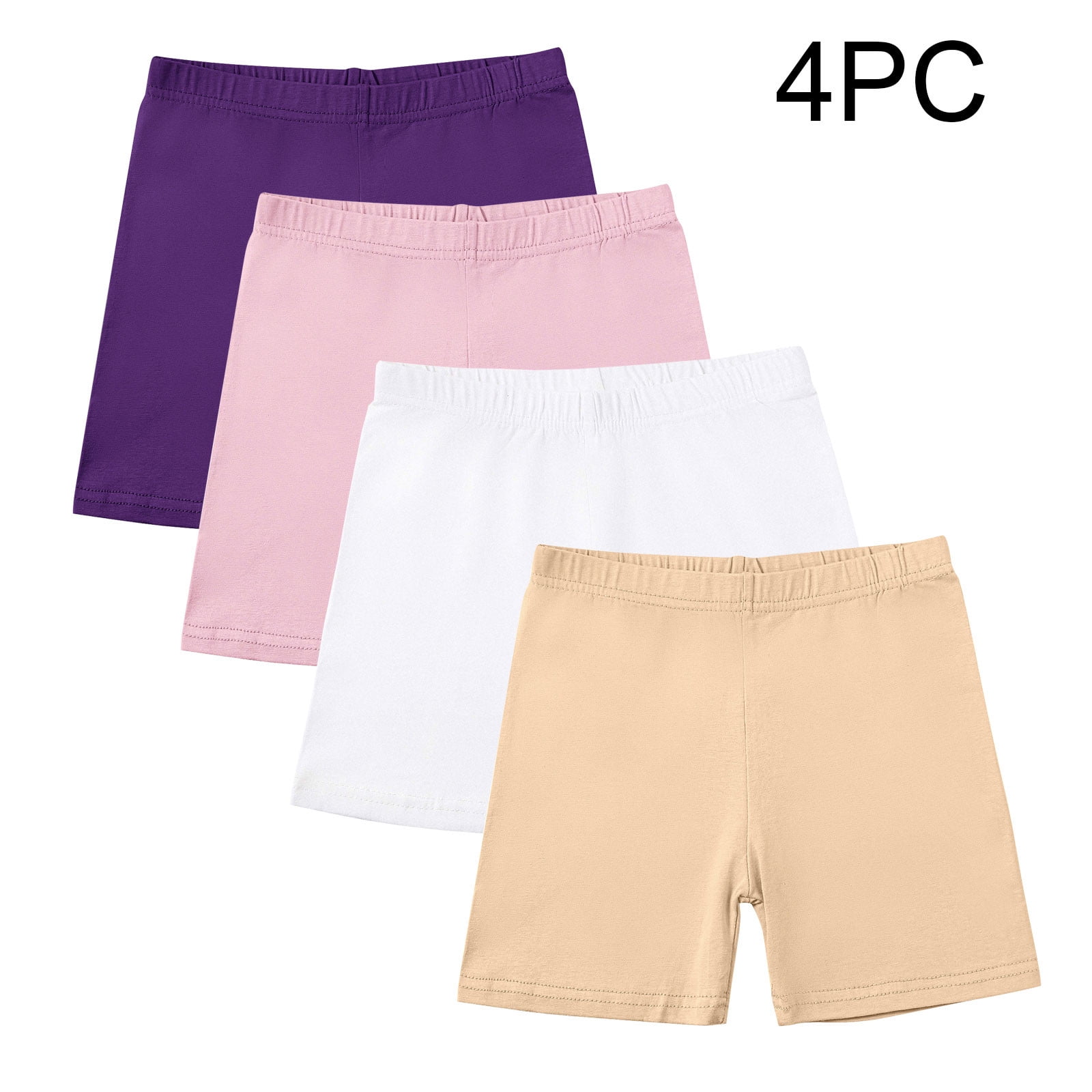 Eltusu Girls Cotton Bike Shorts, 4 Pieces Athletic Soft Elastic Waist Dress Dance Shoets ...