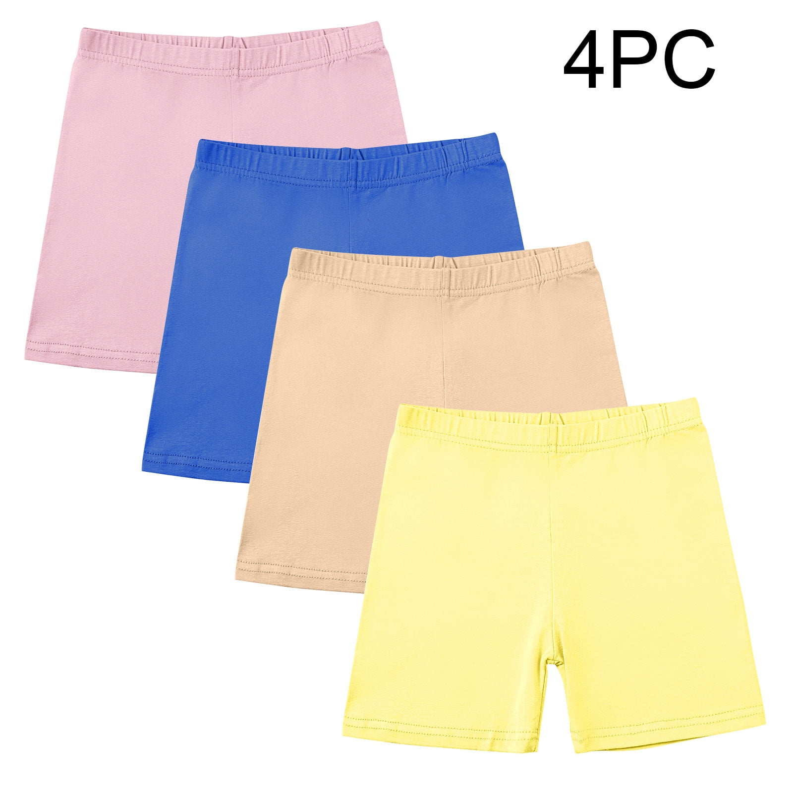 Eltusu Girls Cotton Bike Shorts, 4 Pieces Elastic Waist Stretch Soft Dress Dance Shoets ...