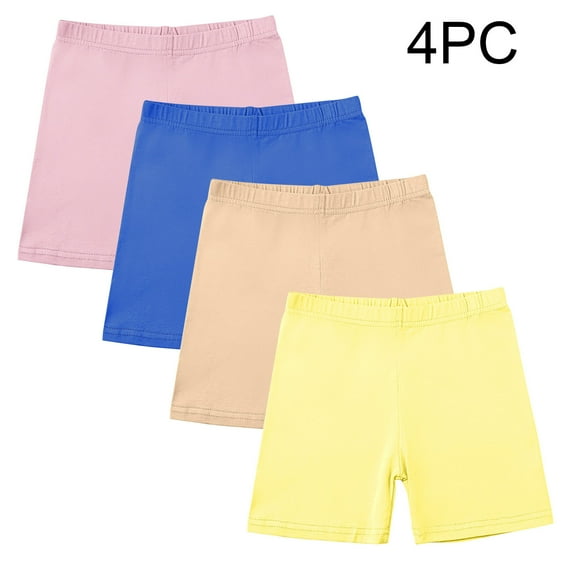 Eltusu Girls Cotton Bike Shorts, 4 Pieces Elastic Waist Stretch Soft Dress Dance Shoets ...