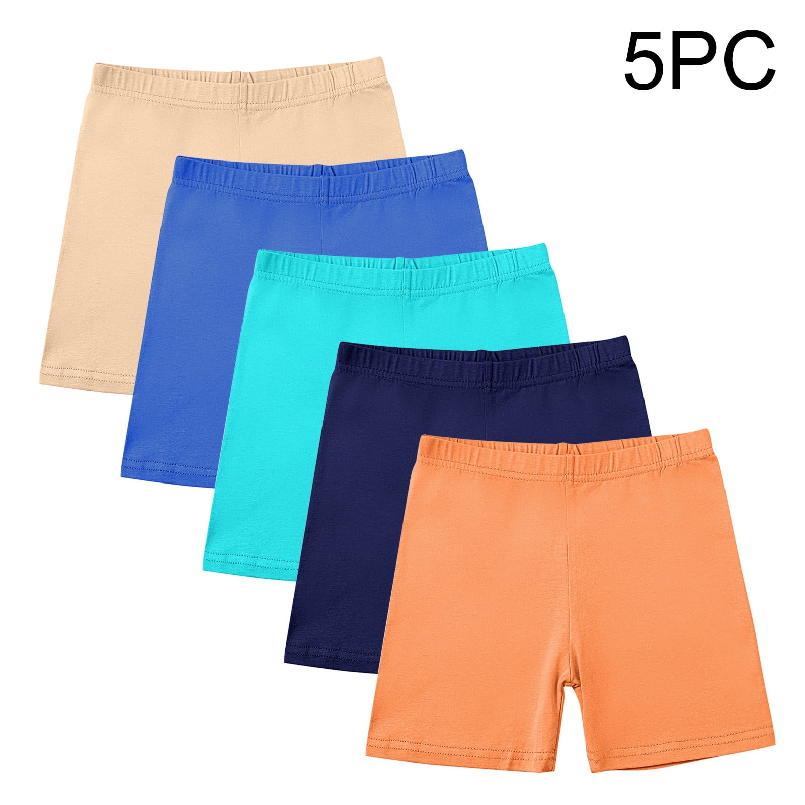 Eltusu Girls Cotton Bike Shorts, Elastic Waist 5 Pieces Breathable Summer Sports Shorts ...