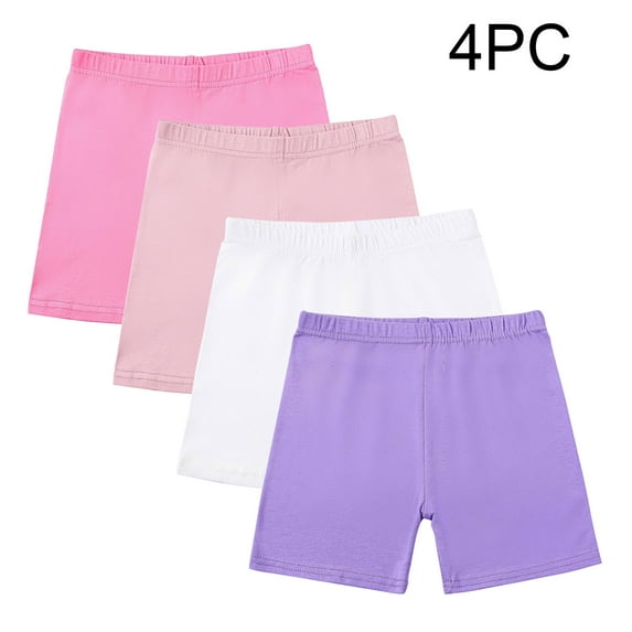 Eltusu Girls Cotton Bike Shorts, Elastic Waist Four Pieces Sports Soft Dress Dance Shoets ...