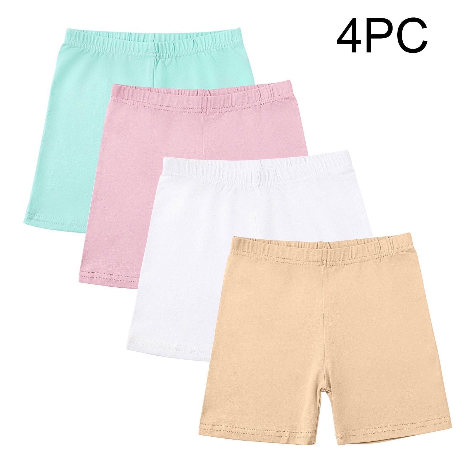 Eltusu Girls Cotton Bike Shorts, Running Elastic Waist 4 Pieces Soft Dress Dance Shoets ...