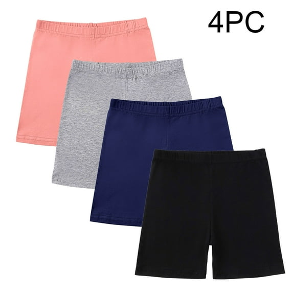 Eltusu Girls Cotton Bike Shorts, Solid Color 4 Pieces Elastic Waist Soft Dress Dance Shoets ...