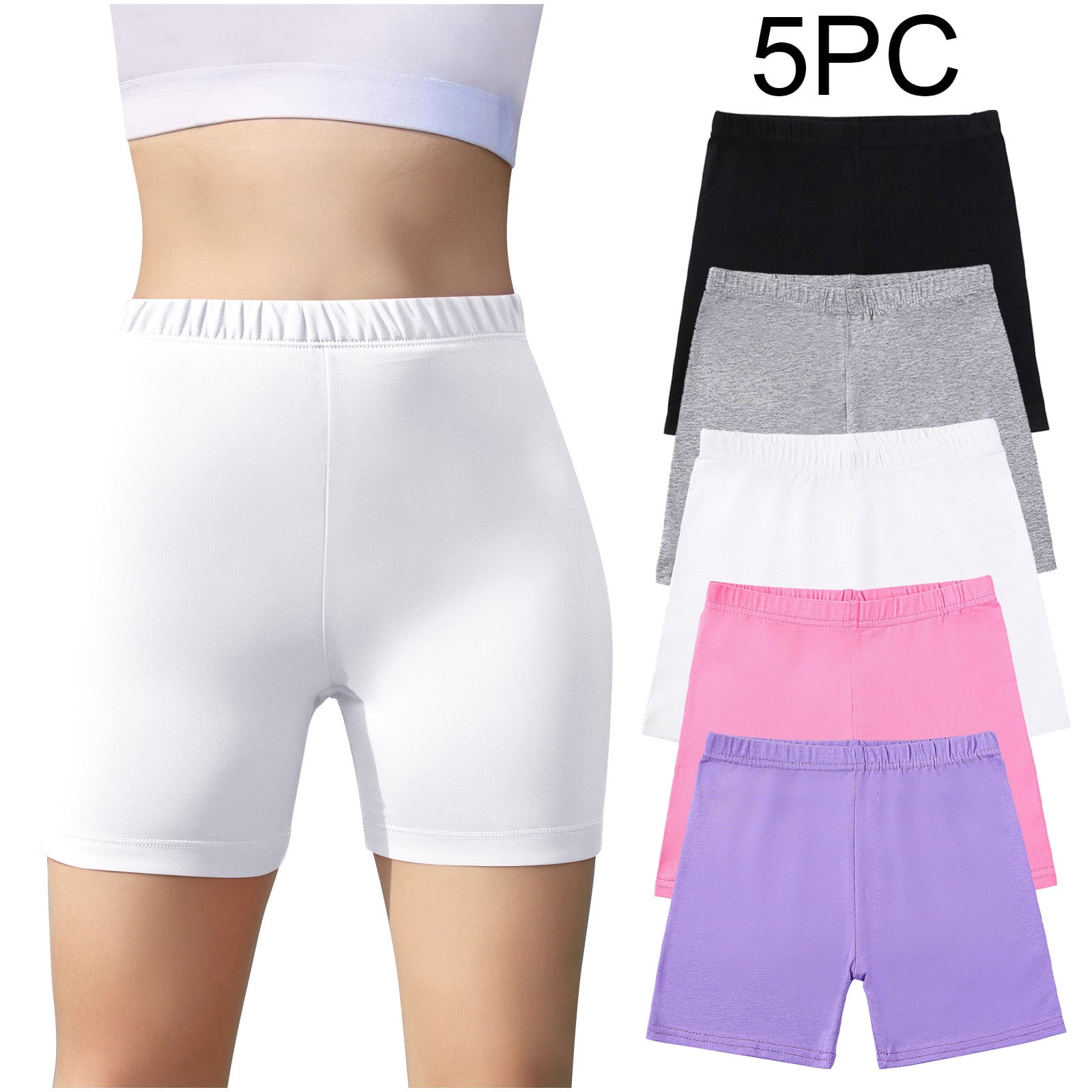 Eltusu Girls Cotton Bike Shorts, Summer Soft Elastic Waist Five Pieces ...