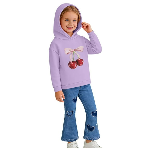 Eltusu Girls Cotton Outfit Sets, Long Sleeve Fare Leg Casual Hoodies ...
