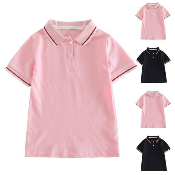 Eltusu Girls Cotton Polo Shirts, Pullover Short Sleeve Comfort Lapel ...