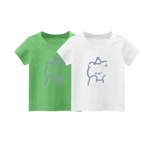 Eltusu Girls Cotton T-Shirts, 2 Pieces Pullover Short Sleeve Crew Neck ...