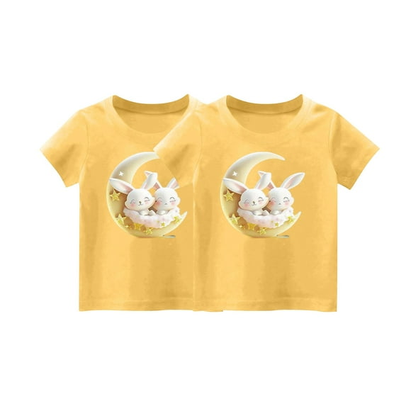 Eltusu Girls Cotton T-Shirts, 2 Pieces Pullover Short Sleeve Cute ...