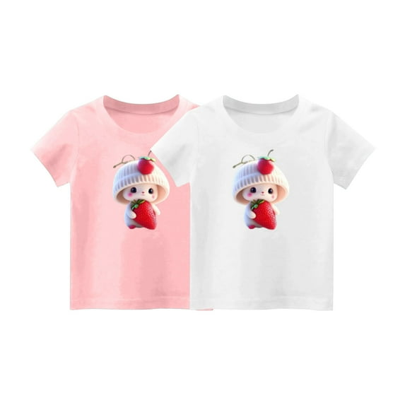 Eltusu Girls Cotton T-Shirts, 2 Pieces Pullover Short Sleeve Fashion ...