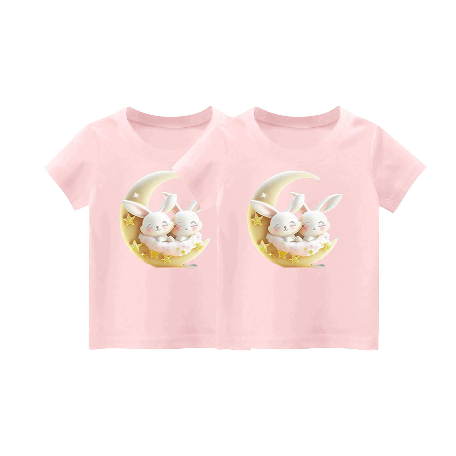 Eltusu Girls Cotton T-Shirts, 2 Pieces Pullover Short Sleeve Graphic ...