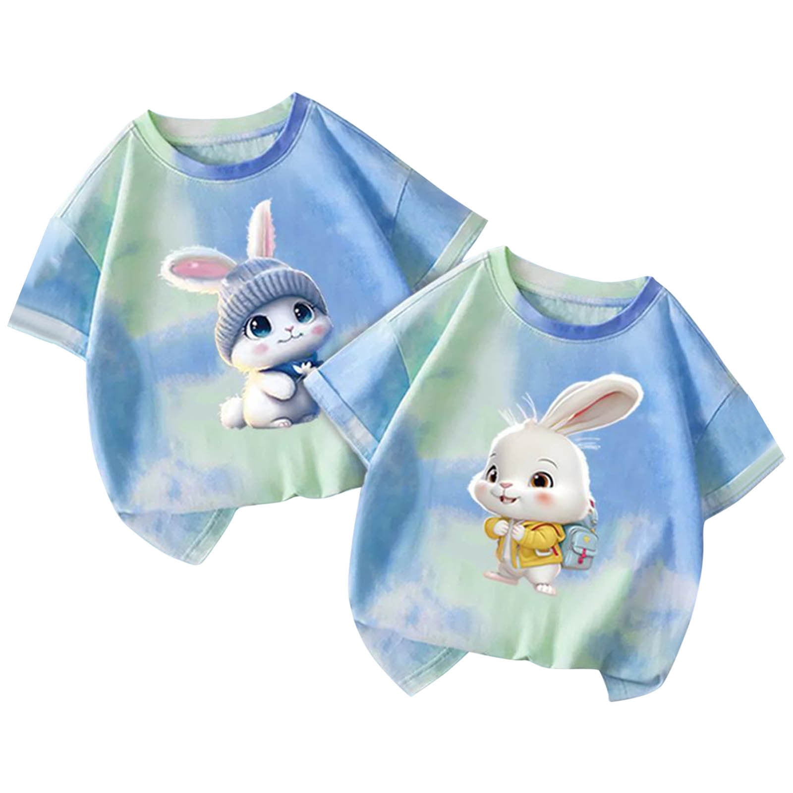 Eltusu Girls Cotton T-Shirts, Cartoon Pullover Two Pieces Short Sleeve ...