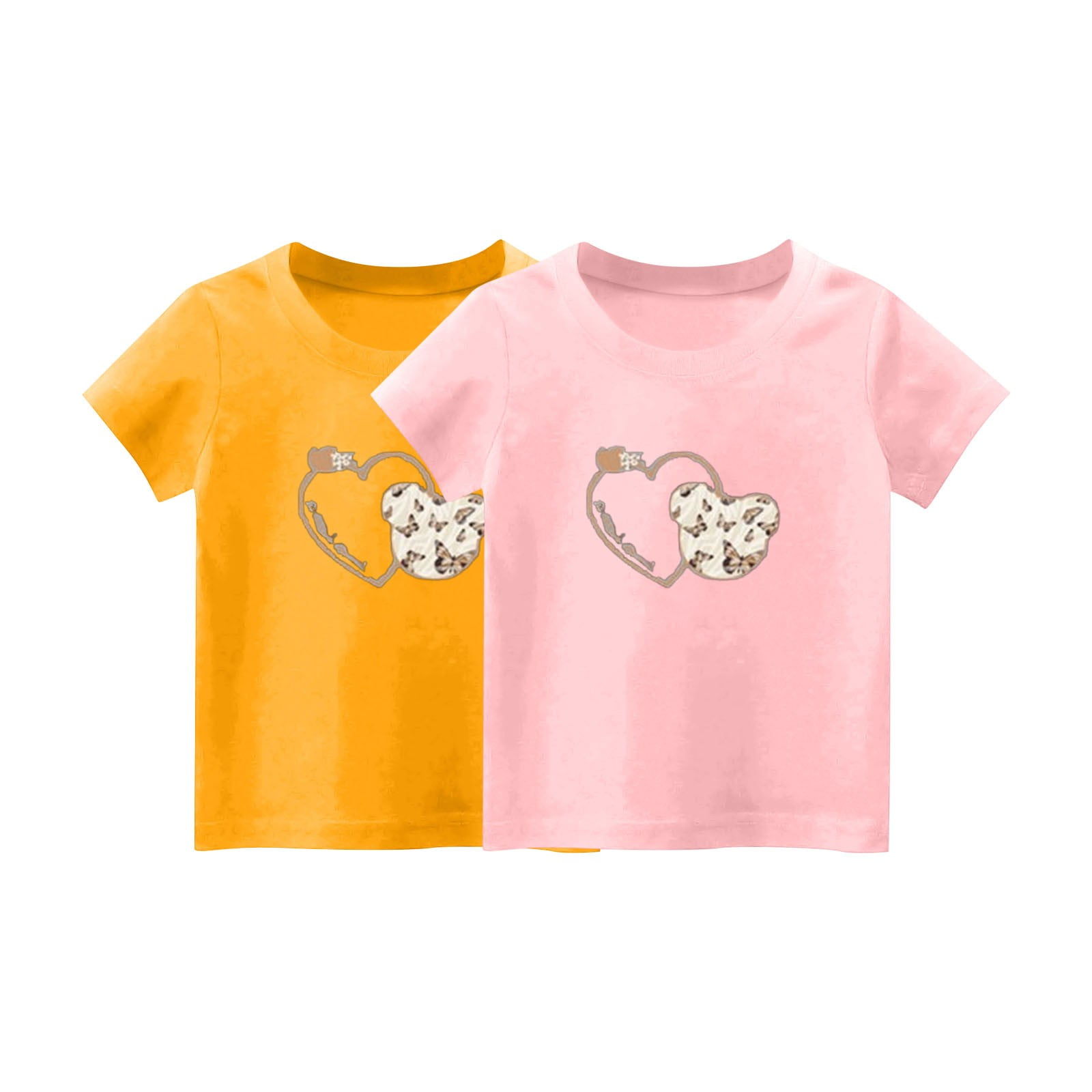 Eltusu Girls Cotton T-Shirts, Casual 2 Pieces Pullover Crew Neck Short ...