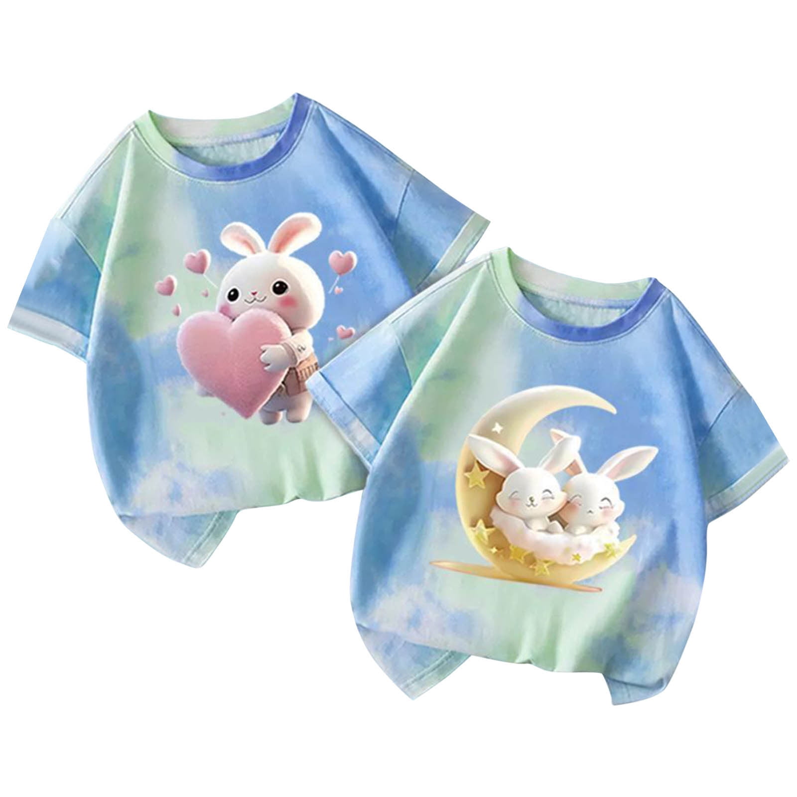 Eltusu Girls Cotton T-Shirts, Pullover Two Pieces Short Sleeve Graphic ...