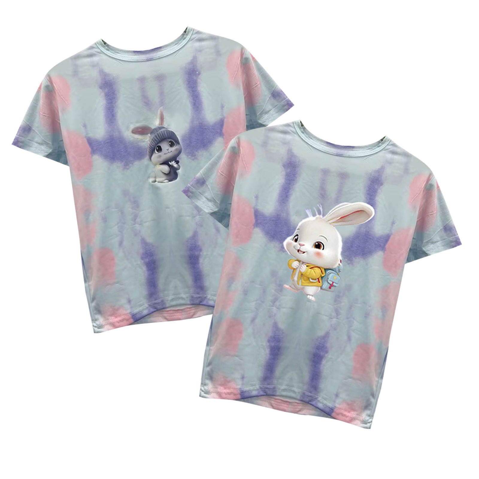 Eltusu Girls Cotton T-Shirts, Two Pieces Cartoon Pullover Short Sleeve ...