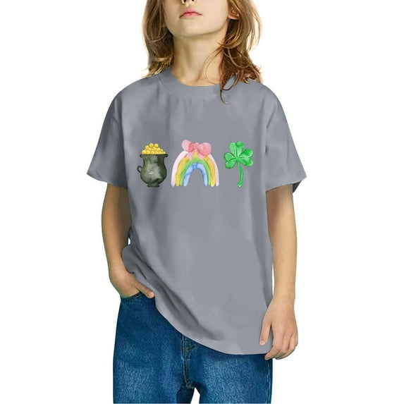 Eltusu Girls Cotton T-shirts, Comfy Crew Neck Pullover Short Sleeve ...