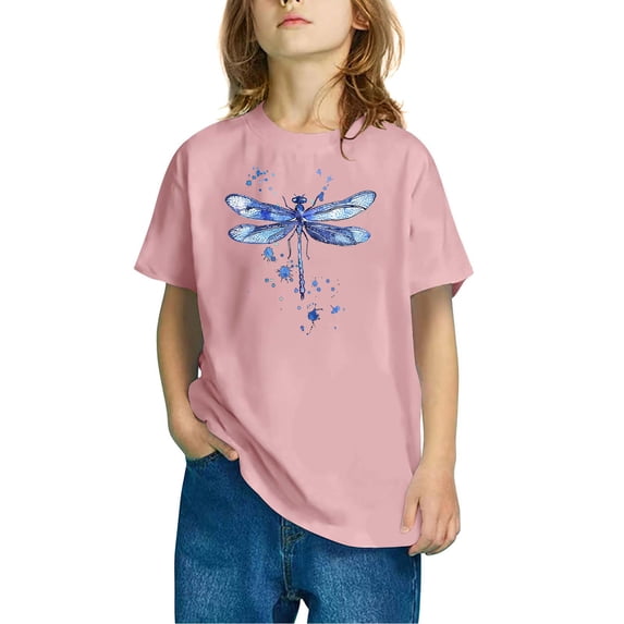 Eltusu Girls Cotton T-shirts, Crewneck Short Sleeve Loose Fit Pullover ...