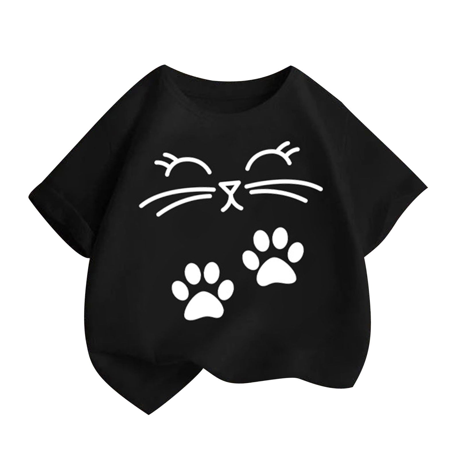 Eltusu Girls Cotton T-shirts, Cute Short Sleeve Summer Pullover Graphic ...