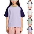Eltusu Girls Cotton T-shirts, Pullover Color Matching Short Sleeve ...