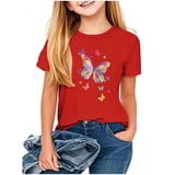 Eltusu Girls Cotton T-shirts, Short Sleeve Crew Neck Pullover Fashion ...