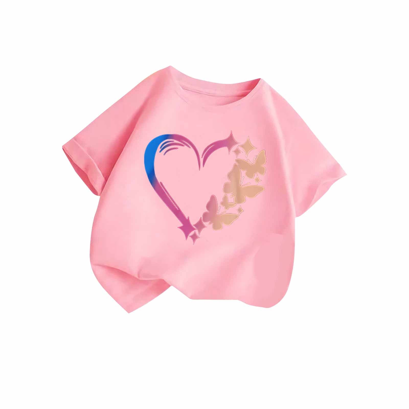 Eltusu Girls Cotton T-shirts, Short Sleeve Pullover Fashion Crewneck ...