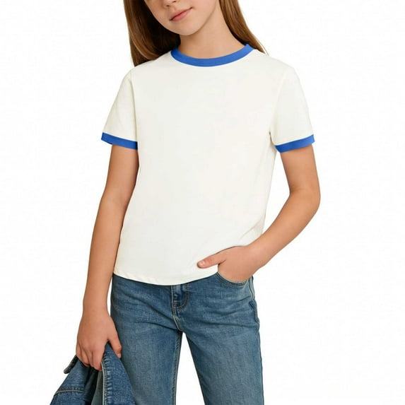 Eltusu Girls Cotton T-shirts, Soft Summer Pullover Crewneck Tops with ...