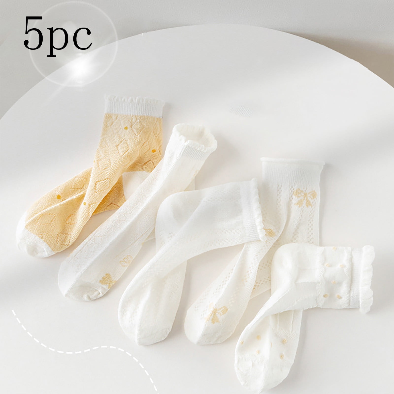 Eltusu Girls Crew Socks, Mid-Calf Five Pieces Cotton Comfy Kids Socks ...