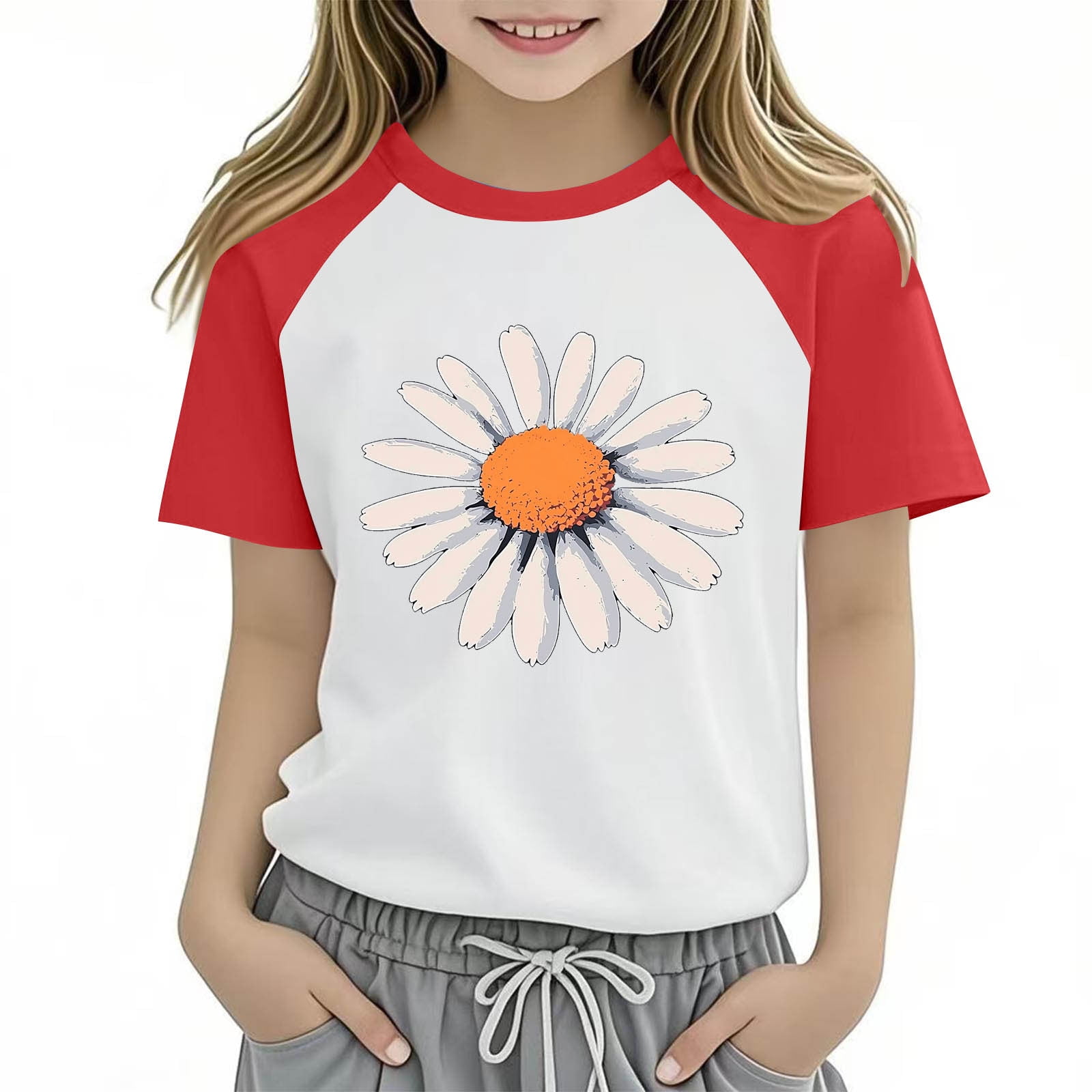 Eltusu Girls Graphic Tee, Pullover Summer Comfort Crew Neck Short ...