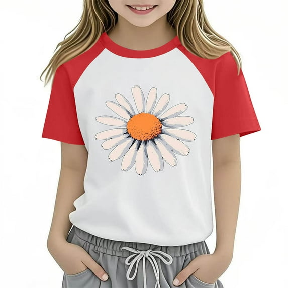 Eltusu Girls Graphic Tee, Pullover Summer Comfort Crew Neck Short ...
