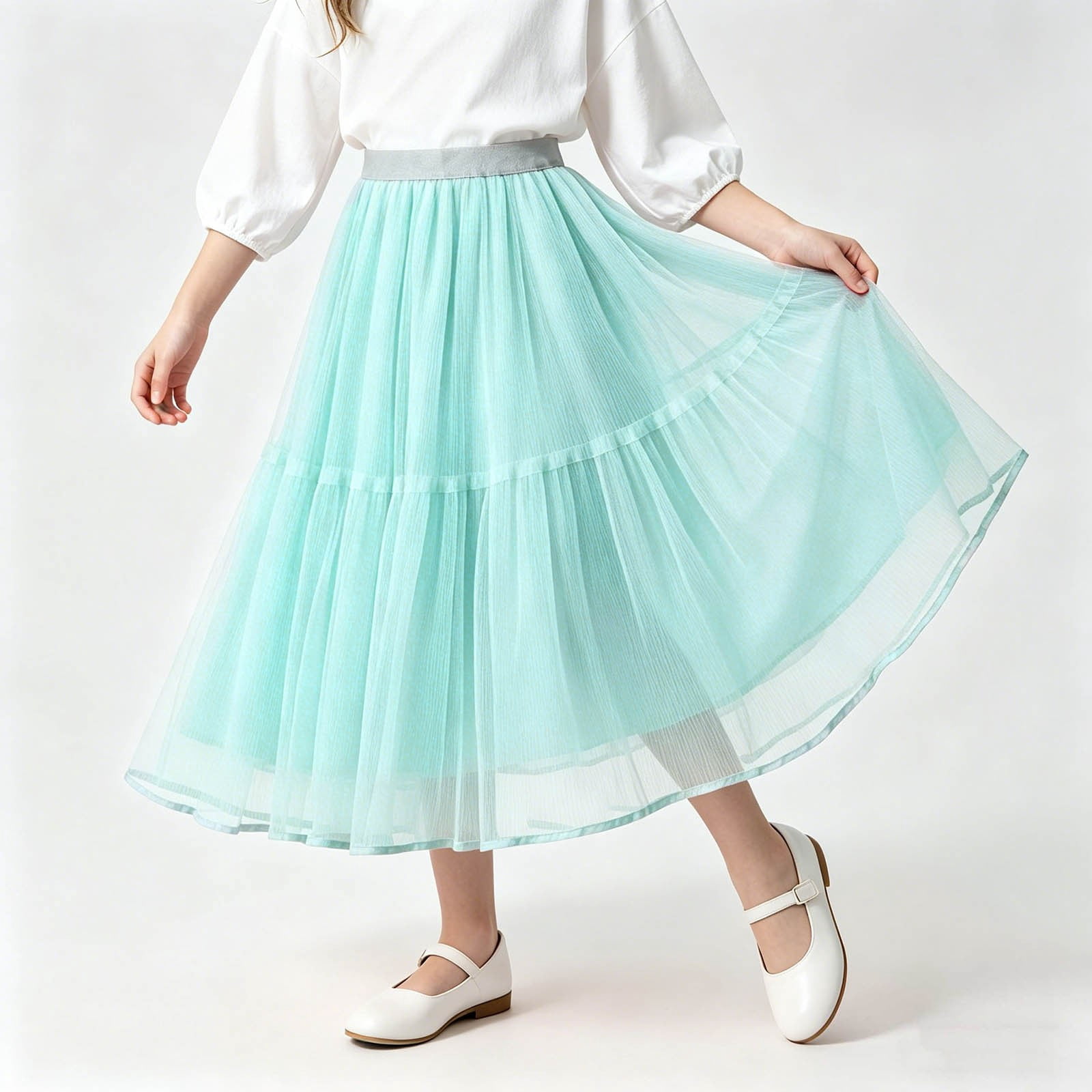 Eltusu Girls Mesh Skirts, Performance Princess Elastic Waist Tutu Maxi ...